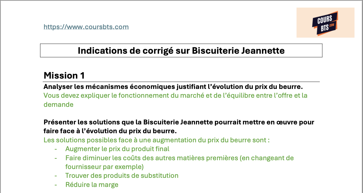 Corrigé CEJM 2020 : Biscuiterie Jeannette