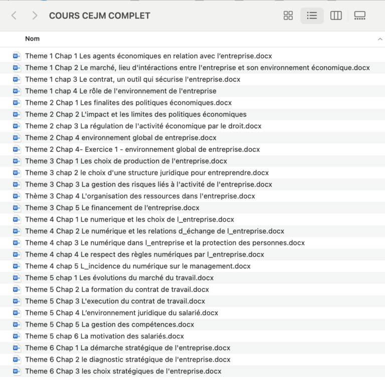 Cours CEJM complet pour BTS